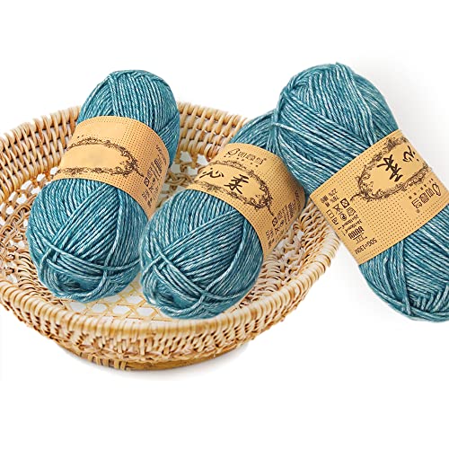 2 Roll Yarn for Knitting Crochet, Velvet Yarn Knitting Yarn Fabric Cloth for DIY Craft Handmade Velvet Coarse Wool Scarf Thread New Year Christmas Gift - Blue, 142 Yards x 2