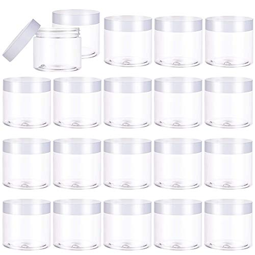 20 PCS 2oz Plastic Empty Jars with Lids(White),Wide-Mouth Refillable Storage Containers for Cosmetics,Empty Storage Container for Candy,Beads,Slime Making,Crafts,Creams,Gifts