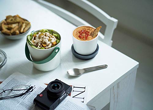 Black+Blum Pot Original Stackable BPA-Free Leak-Proof Microwave Safe Lunch Box Food Container, with Stainless-Steel Spork, 900 ml, Olive