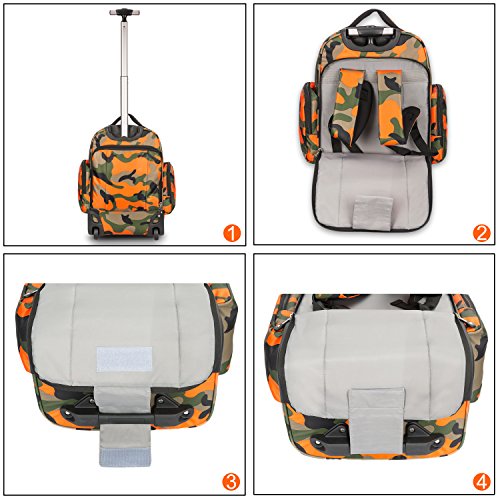 20 inches Big Storage Multifunction Travel Wheeled Rolling Backpack Luggage Books Laptop Bag by HollyHOME