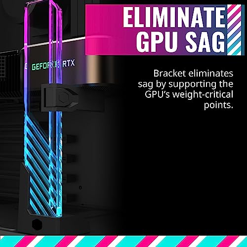 Cooler Master MasterAccessory ARGB GPU Support Bracket, Edge-Lit ARGB Tempered Glass, Universal GPU Bracket, Multiple Orientations (MCA-U000R-GSBTG-00)