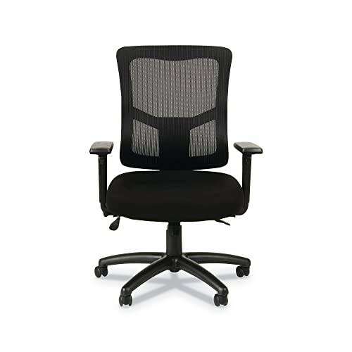 Alera Elusion II Series Mesh Mid-Back Synchro Seat Slide Chair, Supports Up to 275 lb, 17.51" to 21.06" Seat Height, Black