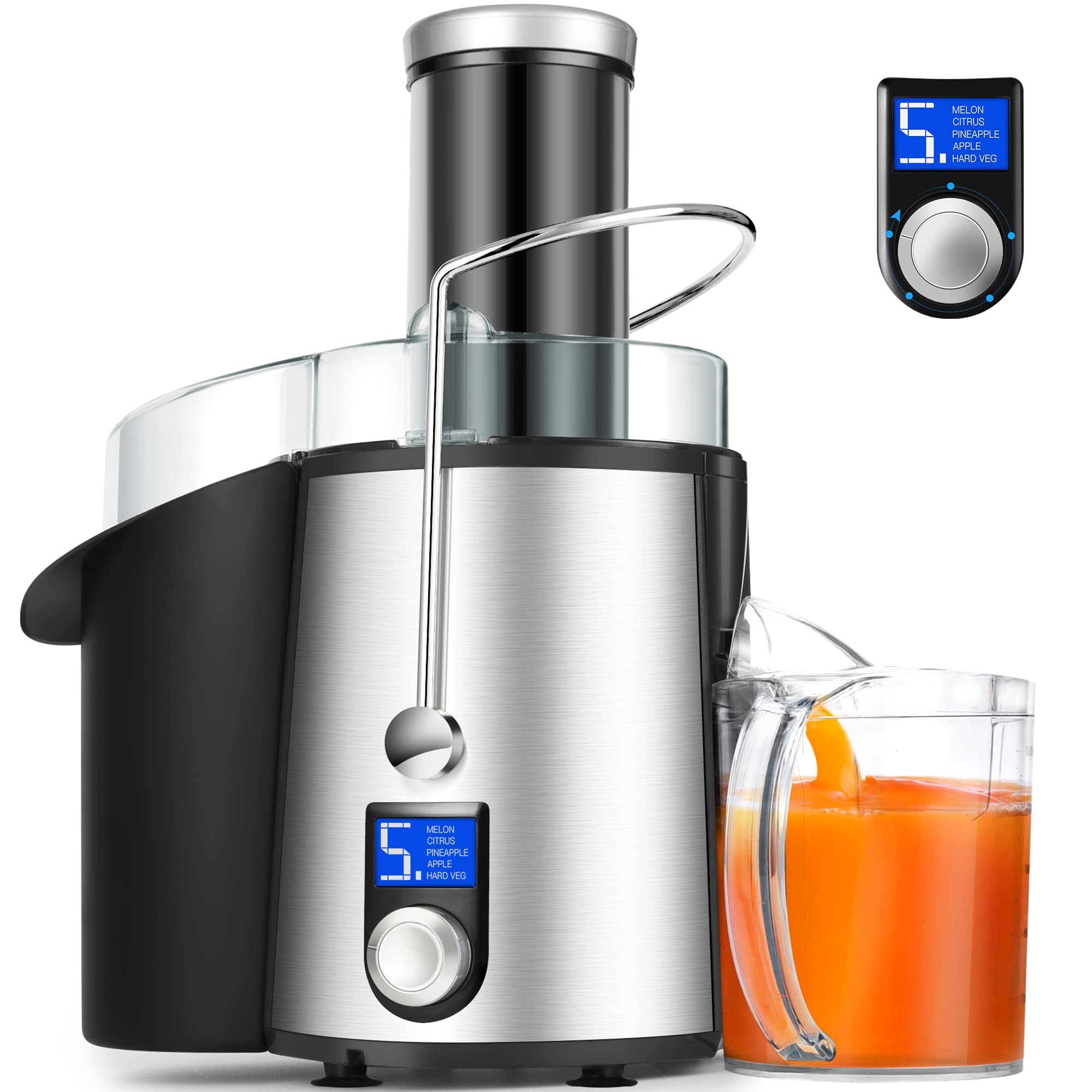 1000W 5 Speeds LCD Screen Centrifugal Juicer Machines Vegetable and Fruit, Regenerate Juice Extractor with Big 3" Wide Mouth, Anti-drip Compact Juice Maker, Easy Clean, High Juice Yield, BPA Free