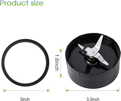 2 Cross Blades with 4 Rubber Gaskets QT Replacement Parts Compatible with 250w Magic Bullet Blender, Juicer and Mixer(Model MB1001)