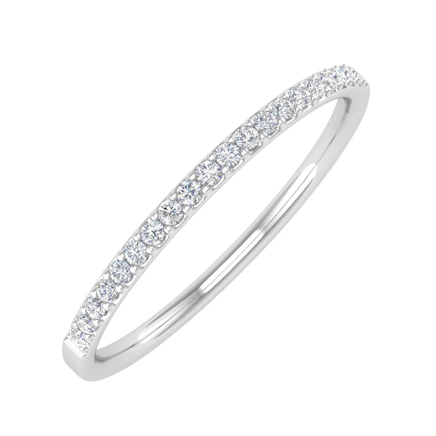 1/10 Carat (ctw) 10K White Gold Diamond Ladies Wedding Anniversary Stackable Ring (Ring Size 6.5)