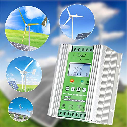 1000W Wind Solar Hybrid Charge Controller ,Off Grid MPPT Wind Turbine Solar Charge Controller Hybrid Controller 600W Wind and 400W Solar Panel 12V/24V Auto Distinguish