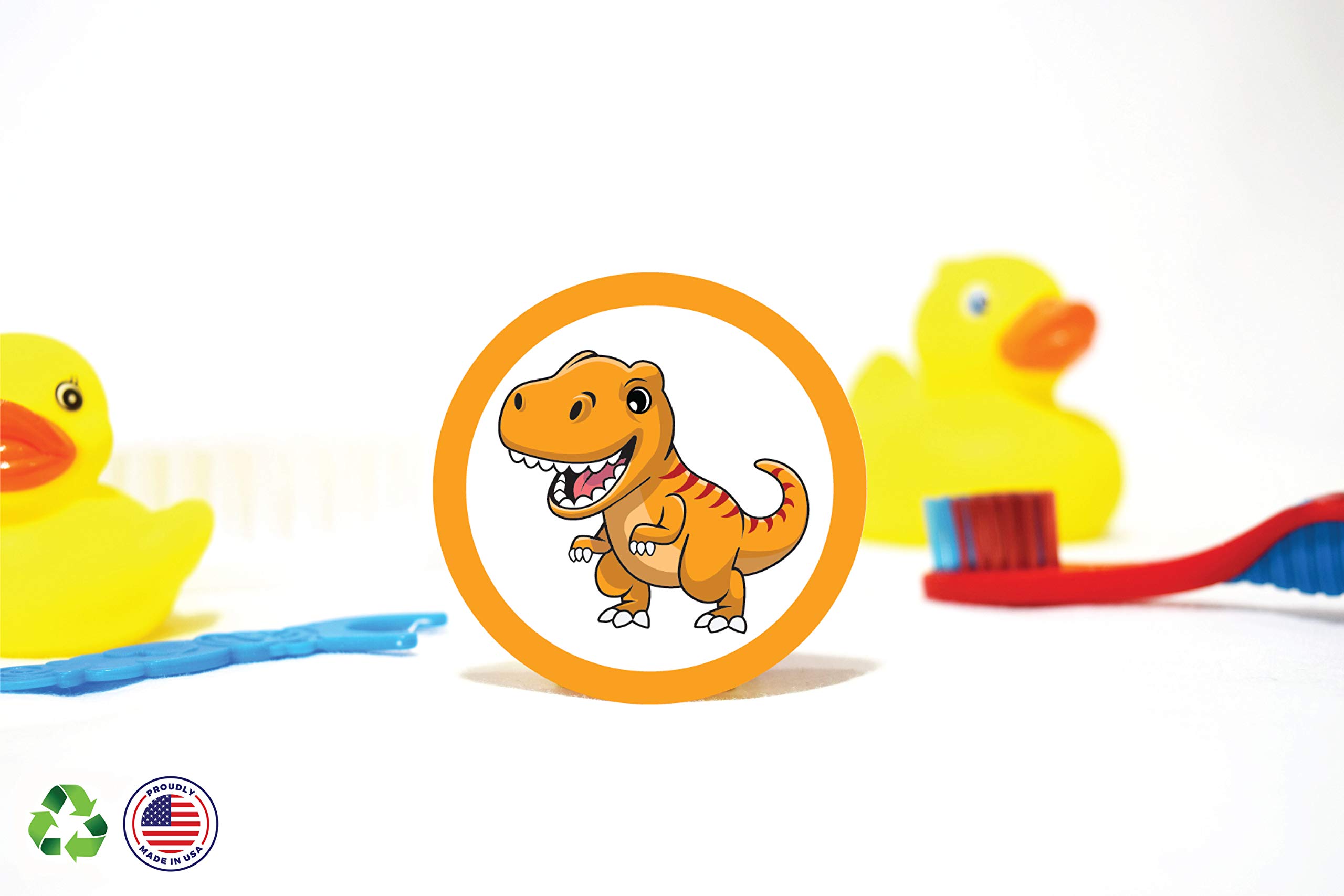 Corner Canyon Products 75 Count Dinosaur Toilet Targets, 2x2 Inch Paper, Green, Indoor Use, Flushable, Biodegradable, Sewage Safe, Potty Training Targets for Boys
