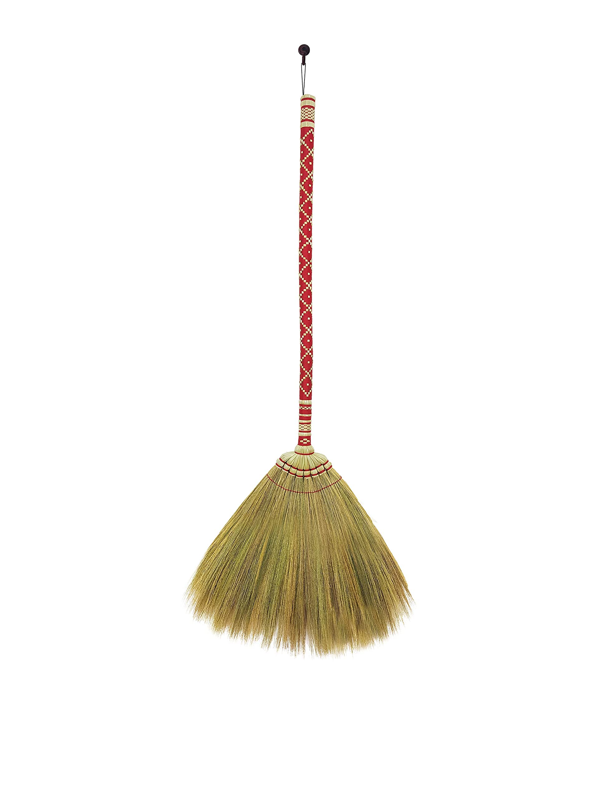 Asian Broom for Cleaning Floor,Natural Kong Grass Broom,Vintage Retro,Broom Undecorated Wedding Jumping,Thai Broom for Indoor and Outdoor Use - Soft, Large, Wide for Sweeping Garbage Dust