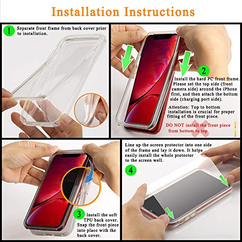 COOLQO Compatible for iPhone 12 /iPhone 12 Pro Case 6.1 Inch, with [2 x Tempered Glass Screen Protector] Clear 360 Full Body Silicone Protective Shockproof for iPhone 12/12 Pro Cases Phone Cover