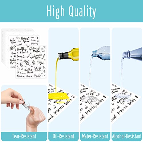 Hebayy 281 PCS Clear Cursive Pantry Labels Set Water Resistant with Customizable Stickers for Food Containers, Jars