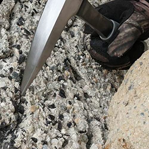 12 Inches Rock Pick Hammer with Skid Handle, All Steel Drop Forged Masonry Hammer with Chrome Plating, Geologist Hammer with Pointed Tip and Shock Reduction Grip for Mining+ A pair of gloves