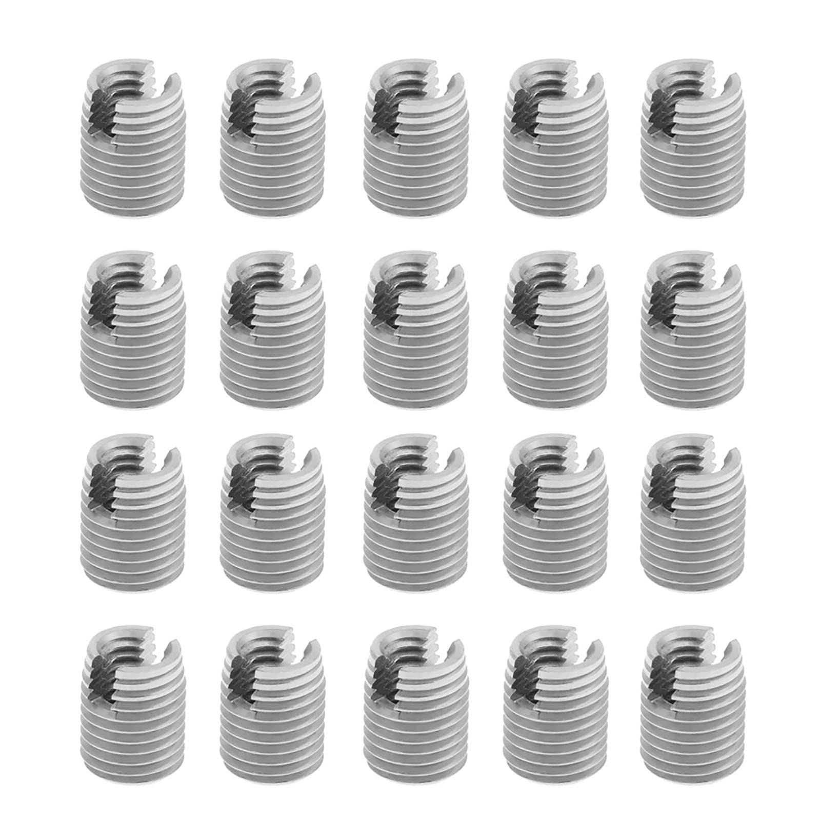 M4 x 8mm Self Tapping Thread Inserts, 20Pcs Helical Screw Threaded Inserts, Metal Slotted Screw Thread Insert Helical Repair Set for Helical Repair