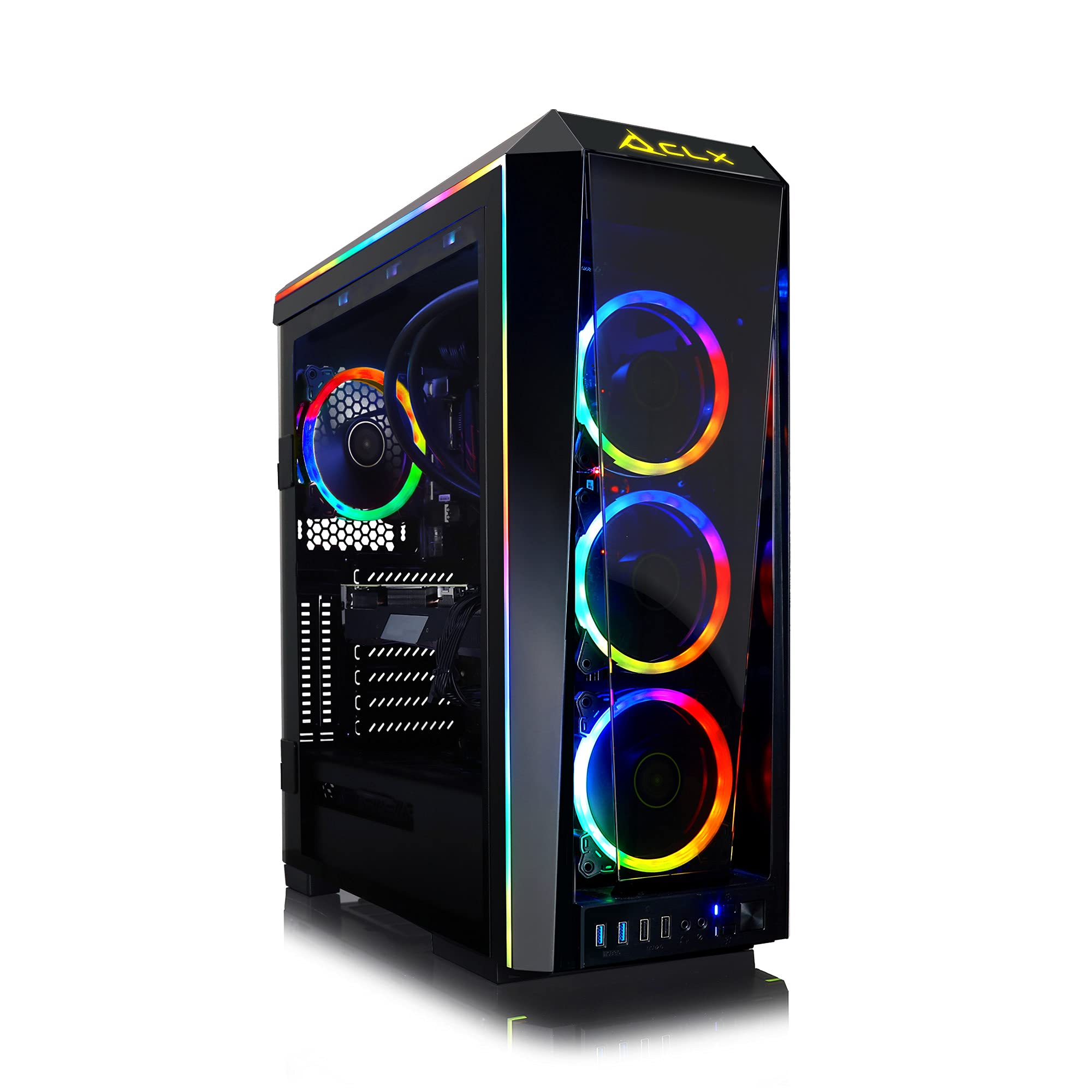 CLX Set VR-Ready Gaming Desktop - Liquid Cooled AMD Ryzen 7 5800X 3.8Ghz 8-Core Processor, 64GB DDR4 Memory, GeForce RTX 3070 8GB GDDR6 Graphics, 1TB SSD, 6TB HDD, WiFi, Windows 11 Home 64-bit, Black