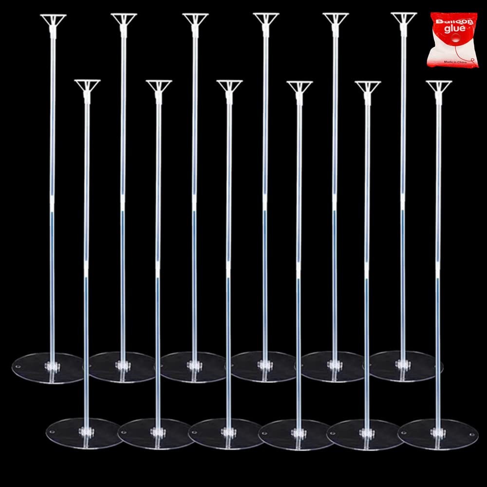12 set 30 inch Balloon Stand Kit for Table Top with Bases and Cups Table Desktop Balloon Holder，Balloon Sticks Centerpieces Holder for Balloon Banquet for Adults/Kids Party Decoration