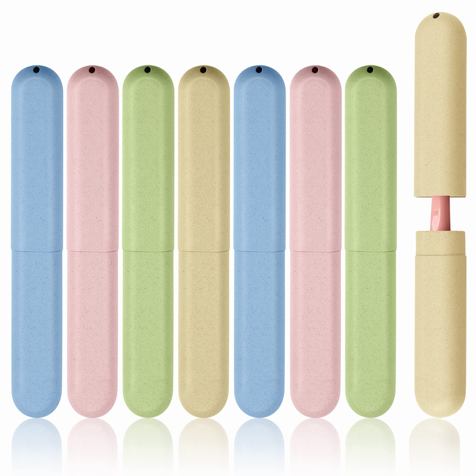 Oomcu Pack of 8 Travel Toothbrush Case, 4 Color Toothbrush Case Holder Portable Breathable Toothbrush Storage for Home, Camping, School, Travel