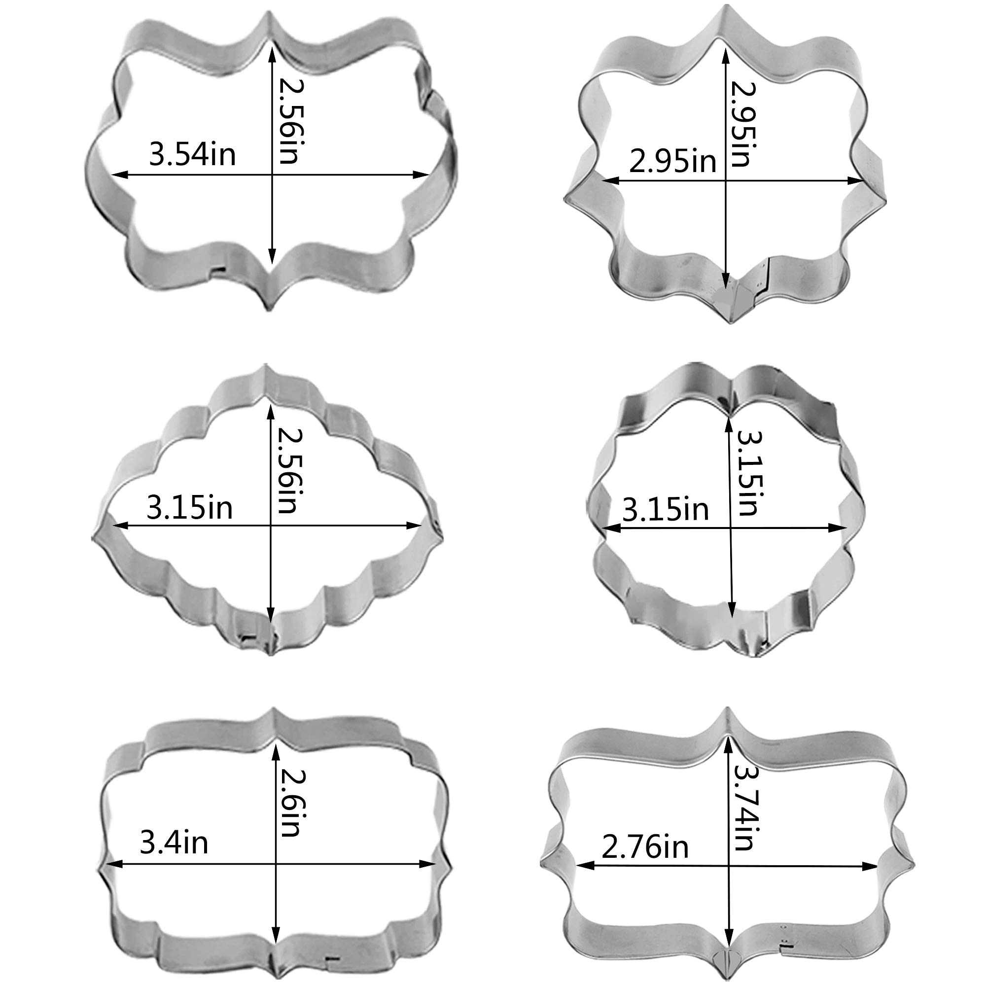 12PCS Frame Cookie Cutter Plaque Cookie Cutters Stainless Steel Different Frames Fondant Cutter Molds Frames Fondant Cookie Cutter for Birthday Party Decorations