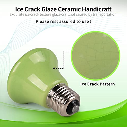 100W Mini Reptile Heat Lamp Bulb 4 Pack, Pet Infrared Ceramic Heat Emitter for Amphibian, Brooder Coop, Aquarium, Lizard, Lambs, Snake, No Light, Green