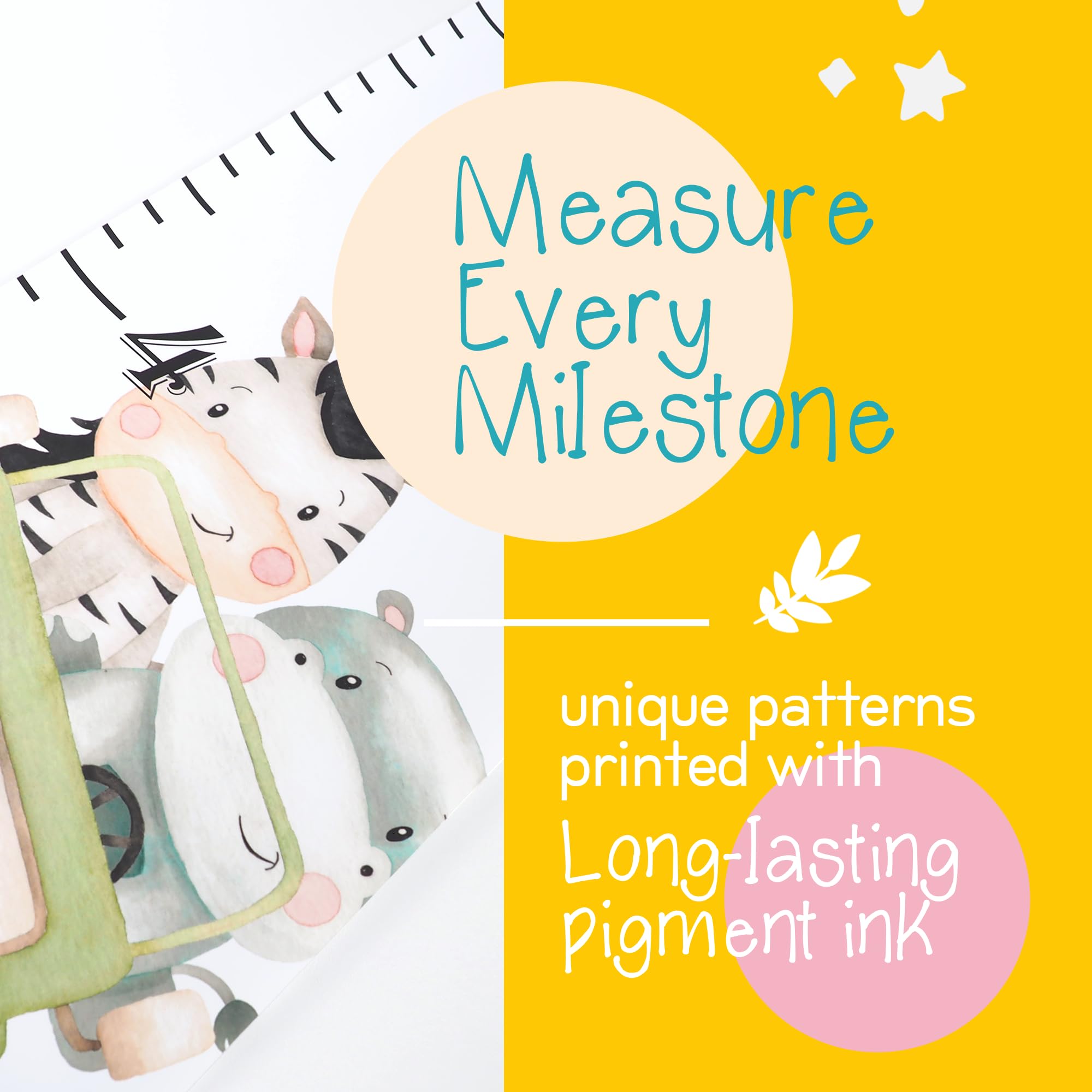 Baby Kids Canvas Hanging Growth Chart Height Ruler Portable 12"x60" Measures from 1'5" to 6'3" Nursery Wall Decor Shower Gift