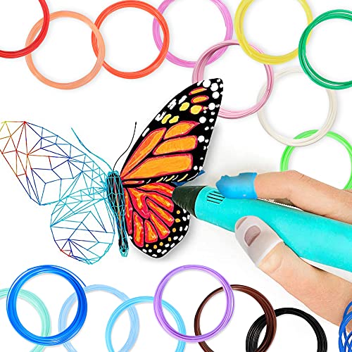 1.75mm 22 Mixed Colors 3D Printing PLA Filament Sample Refill Pack, Each Color 10ft, Total 220ft PLA Refills, Fit for Most 3D Printer & Normal 3D Pen, with Extra 2 Silicone Finger Caps by OEM MIKA3D