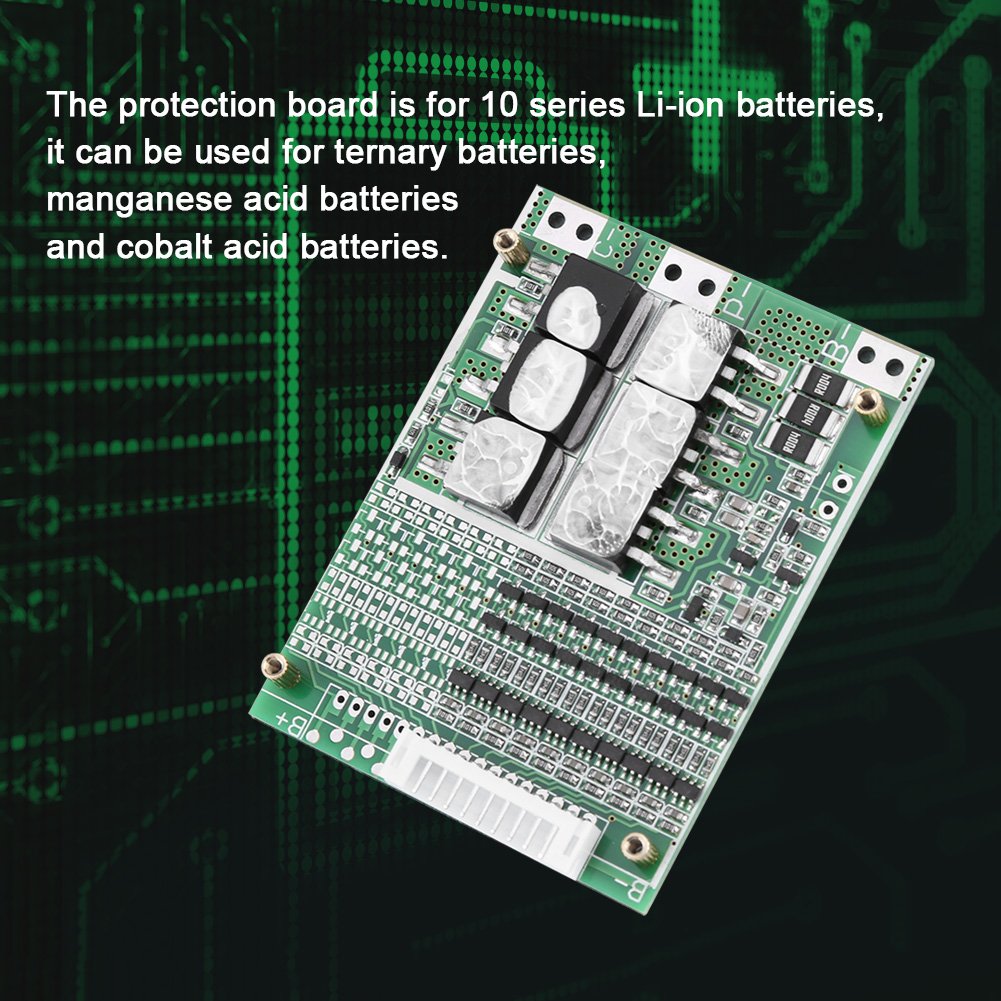 36V BMS Protection Board, 35A 10S Li-ion Battery BMS Protection Board PCB for Ternary Cobalt Cells with Balancing, Manganese Acid Batteries and Cobalt Acid Batteries