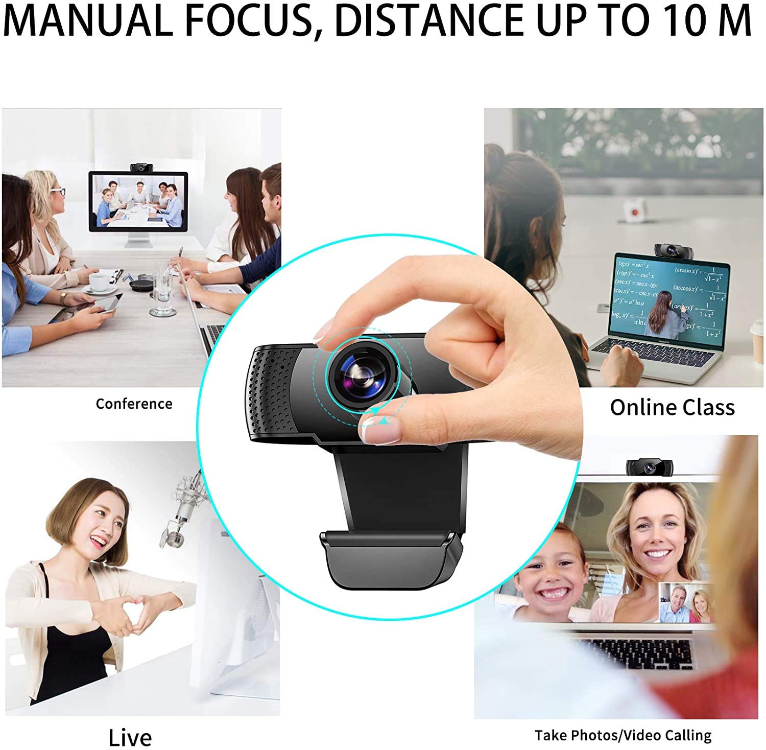 1080P Webcam with Microphone, USB 2.0 Desktop Laptop Computer HD Web Camera with Auto Light Correction, Plug and Play for Windows Mac OS, for Video Live Streaming, Conference, Gaming, Online Classes