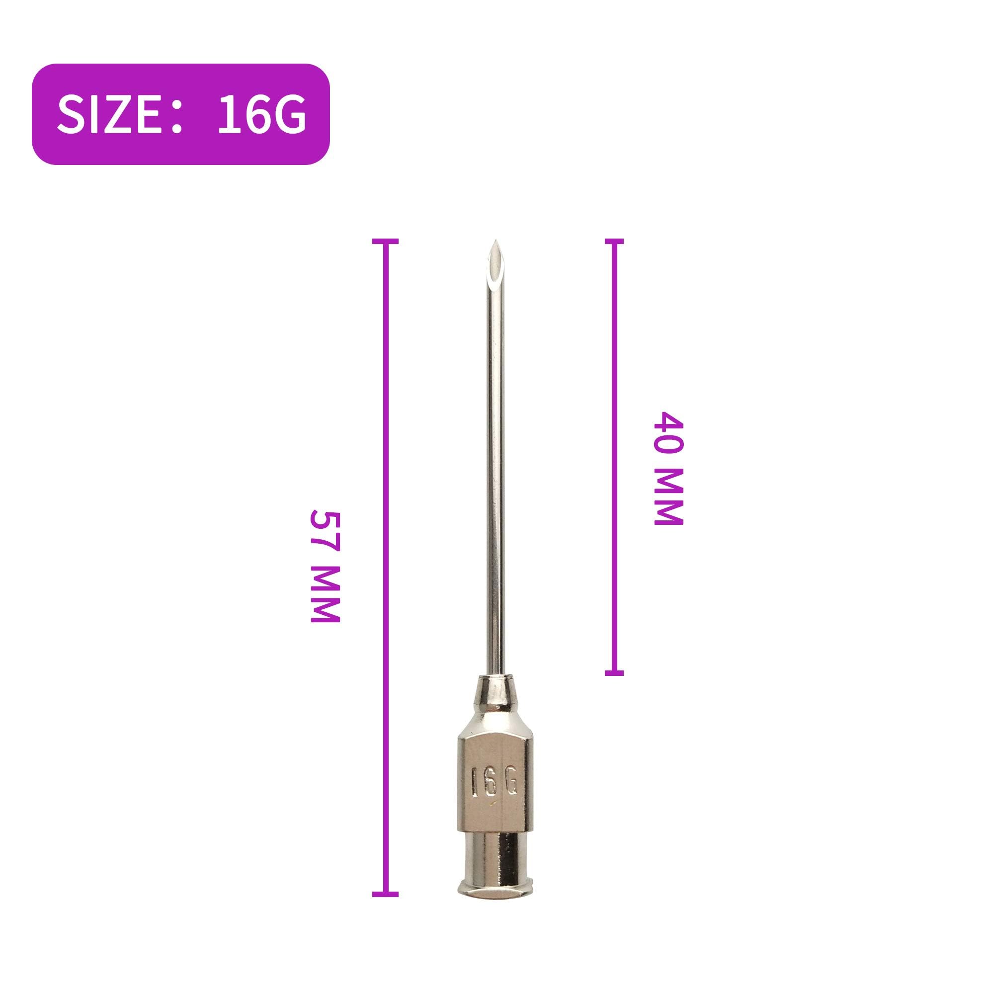 24PACK 16G 16-40mm Dispensing Needle with Luer Lock/Veterinary Stainless Steel Injection Needle,pet Poultry Needle,Bovine Pig Injection Needle