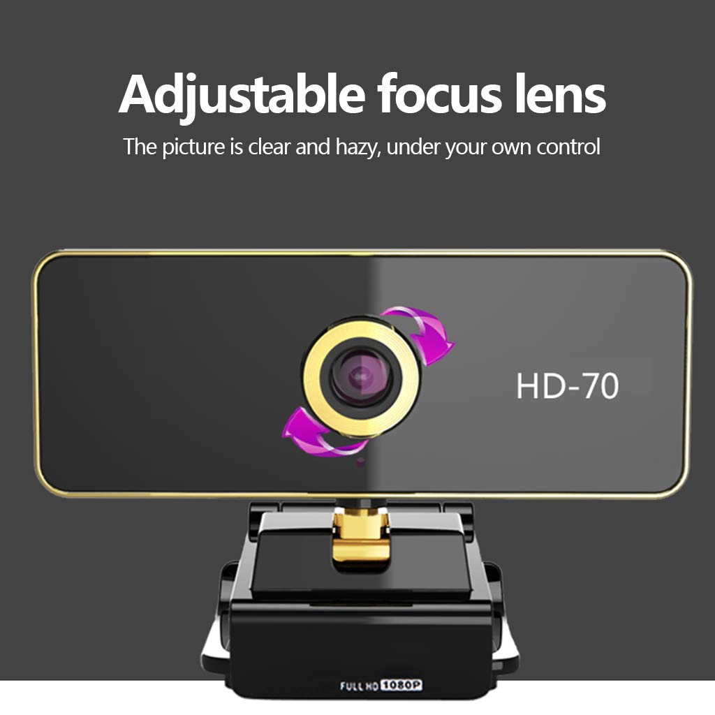 1080P Webcam with Microphone, PC Laptop Desktop USB Full Web Camera for Video Calling, Studying, Conference, Recording, Gaming with Rotatable Clip,White,1080P
