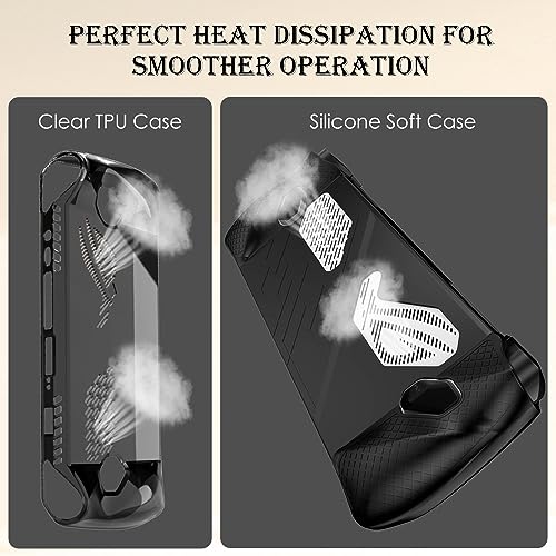 2 Pack TPU Transparent Case and Silicone Case for ASUS ROG Ally Handheld, ROG Ally Accessories Protective Cover and Joystick Protector