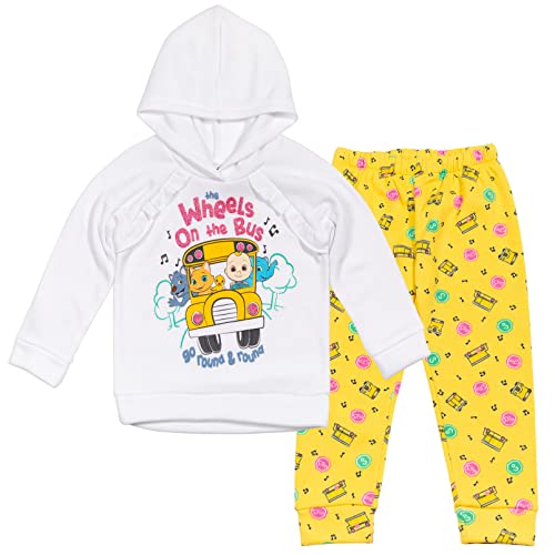 CoComelon JJ Infant Baby Girls Fleece Pullover Hoodie Pants Set White/Yellow 18 Months