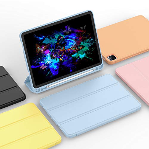 ZryXal New iPad Pro 12.9 Case 2022/2021 (6th/5th Generation) with Pencil Holder, Premium Protective Case Cover with Soft TPU Back and Auto Sleep/Wake Feature for 2022 iPad Pro 12.9 (Sky Blue)