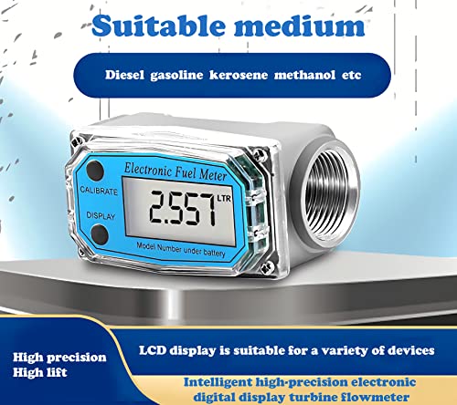 1" Flow Meter, LCD Electronic Digital Display Flowmeter，with 1-Inch NPT Inlet/Outlet, for Measure A Variety of Diesel, Kerosene, Gasoline Liquid Flow