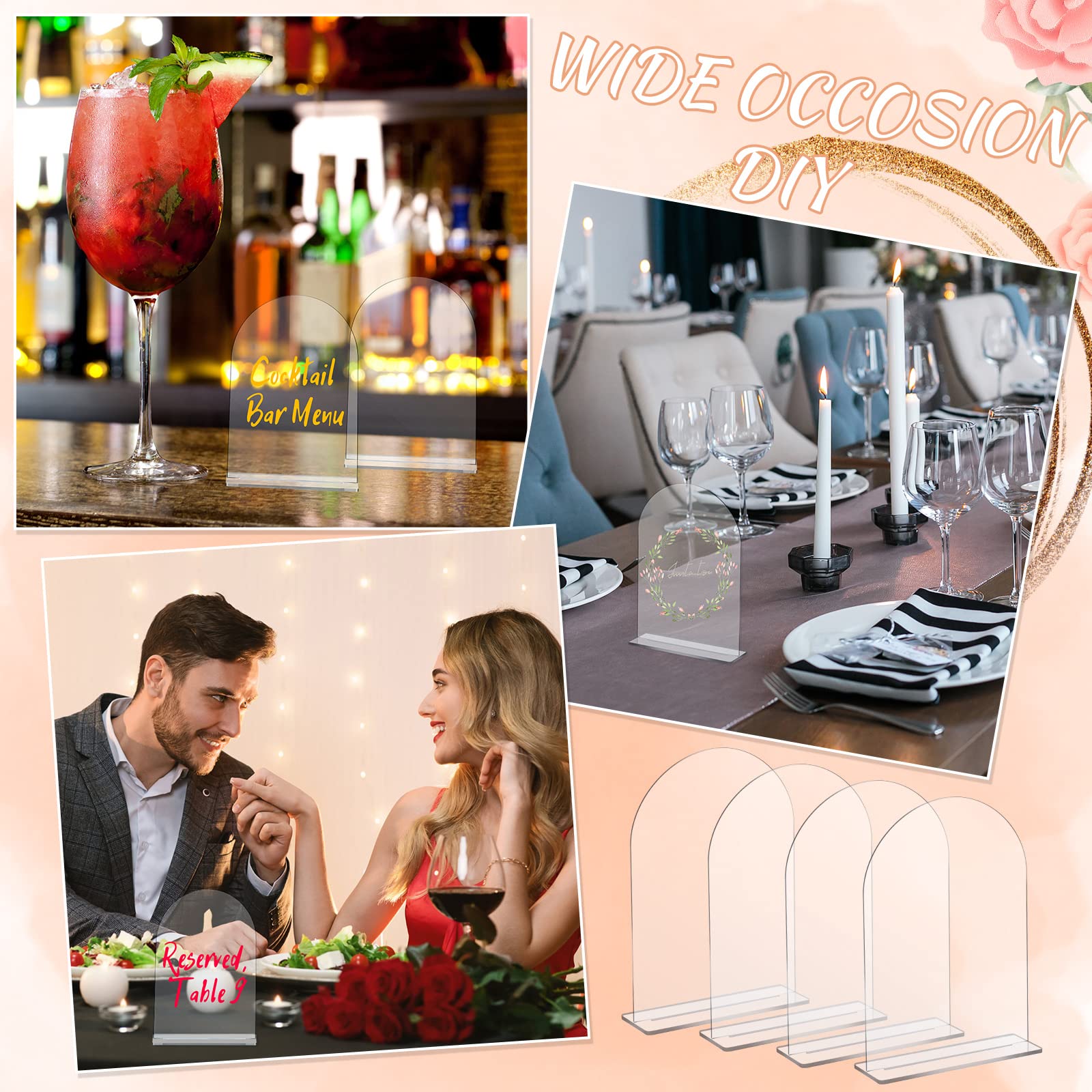 10 Set 5x7 Inch Clear Arch Acrylic Sign DIY Acrylic Arch Table Numbers Acrylic Table Numbers with Stand Blank Acrylic Sheet Wedding Table Signs for Wedding Office Party Catering Menu Bar List Signs