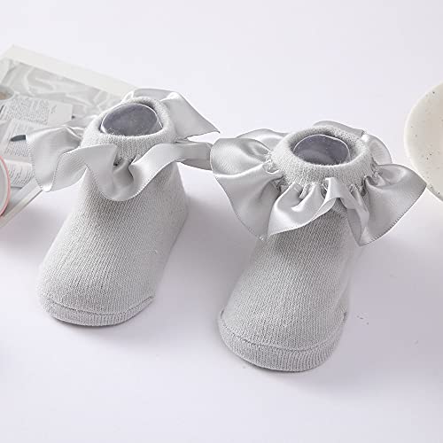 Yenzat Baby Girls Ruffle Grip Socks Newborn Infant Anti Slip Non Skid 0-6 Months 6 Pairs