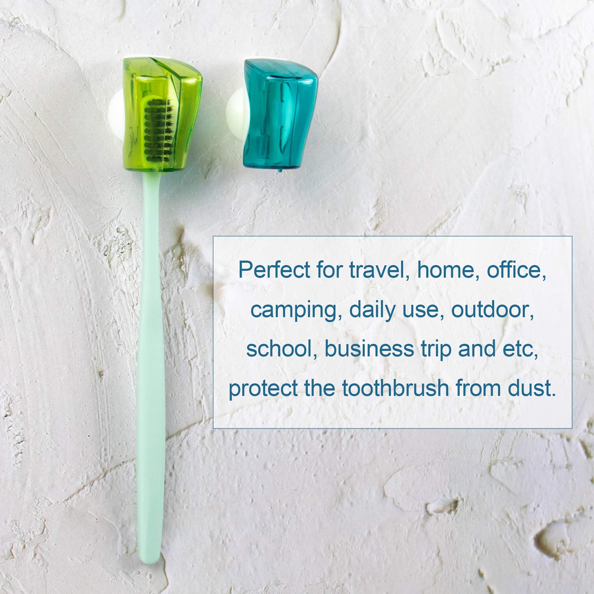 AUEAR, 3 Pack Toothbrush Head Covers with Suction Cup Anti Dust Wall Mirror Toothbrushes Holder Protective Case for Bathroom Home Travel Outdoor & Camping