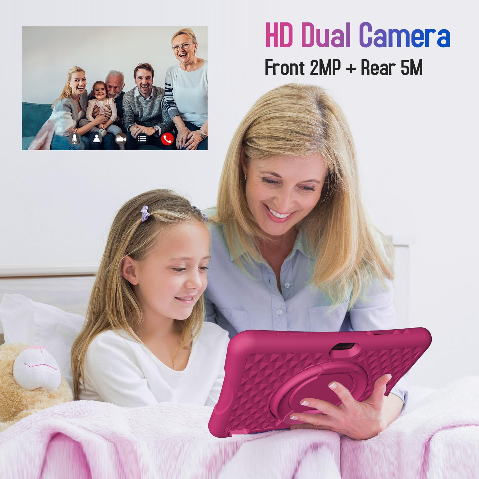 10" Kids Tablet Android 13.0, 4GB RAM+64GB ROM, Learning Tablets for Toddler Children Teen, WiFi-6, 2Ghz CPU, 2.4G/5G, Dual Camera, 10.1'' IPS HD Screen, Family Link, 8000mAh Battery, 2-Year Warranty