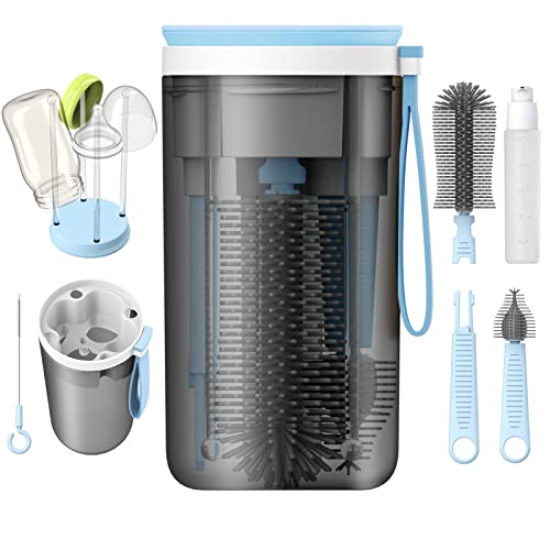 luluan Baby Bottle Brush Cleaning Kit with Drying Rack, Baby Bottles Silicone Brushes for Cleaning Baby Bottles, Bottle Cleaner Brush 6-Set for Cleaning Glass Bottles Plastic Bottles Metal Bottles