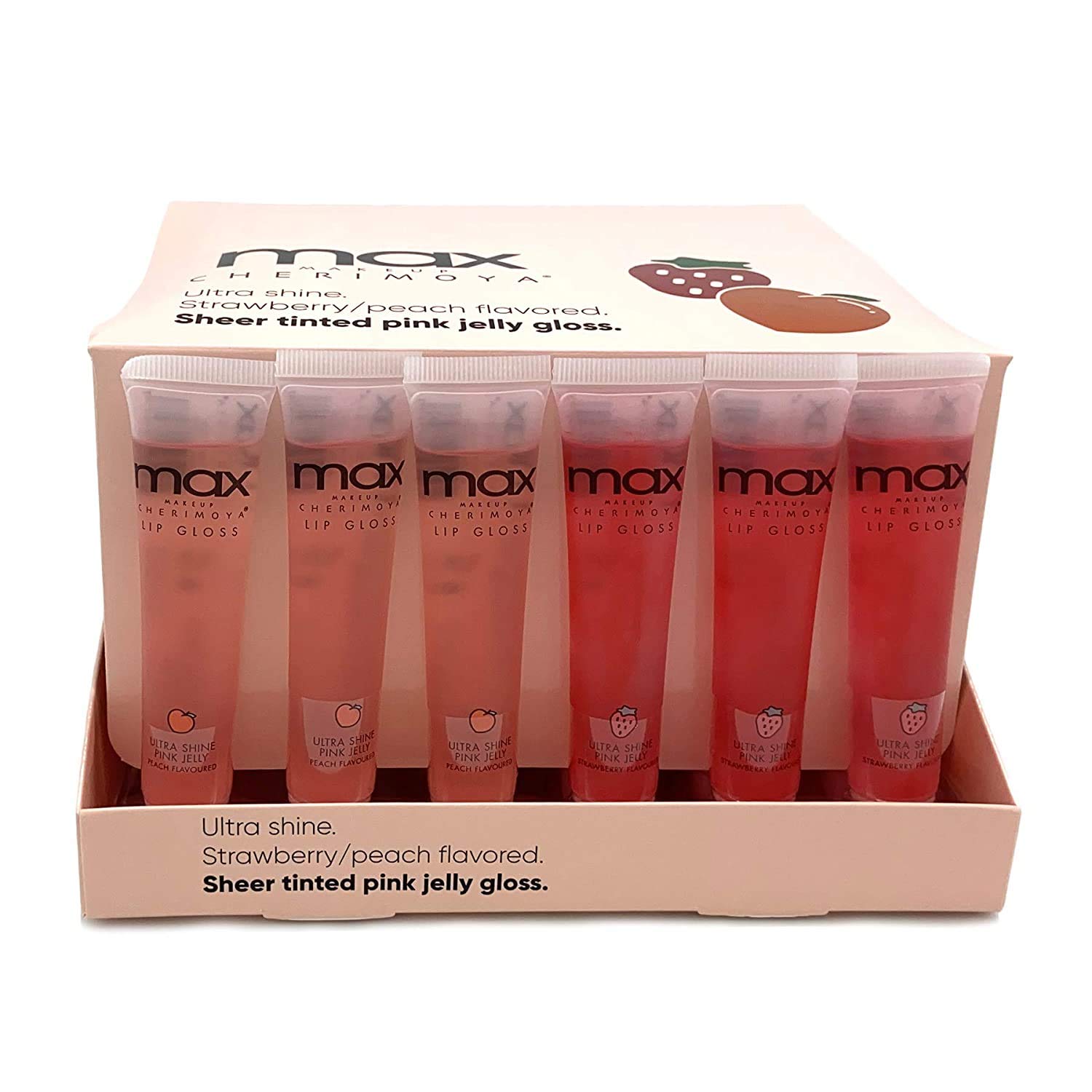 Cherimoya MAX Makeup Clear Lip Polish bulk (36 Pieces) Peach/Strawberry
