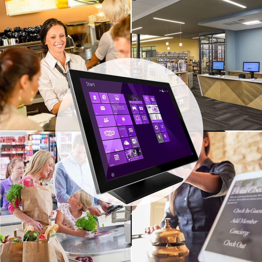 ANGEL POS 24" Metal Housing Capacitive LED Capacitive Multi-Touch HDMI VGA Monitor 16:9 Display 1080p, Seamless Splash Proof Flat Touchscreen, Industrial, Office, Retail, Restaurant