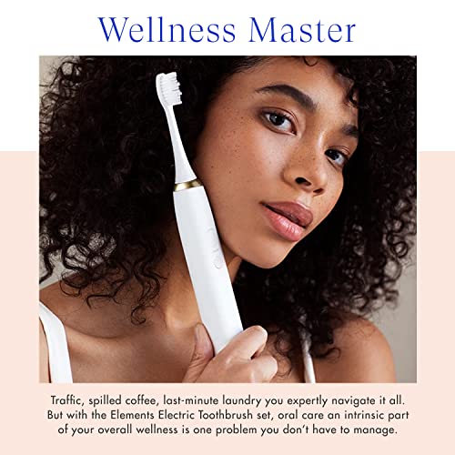 Vanity Planet Elements Ultrasonic Electric Toothbrush - Gold - Advanced Oral Care with UV Sanitizing Charger Base with 3 Replacement Heads - 99.9% Effective Keeping Your Teeth Clean