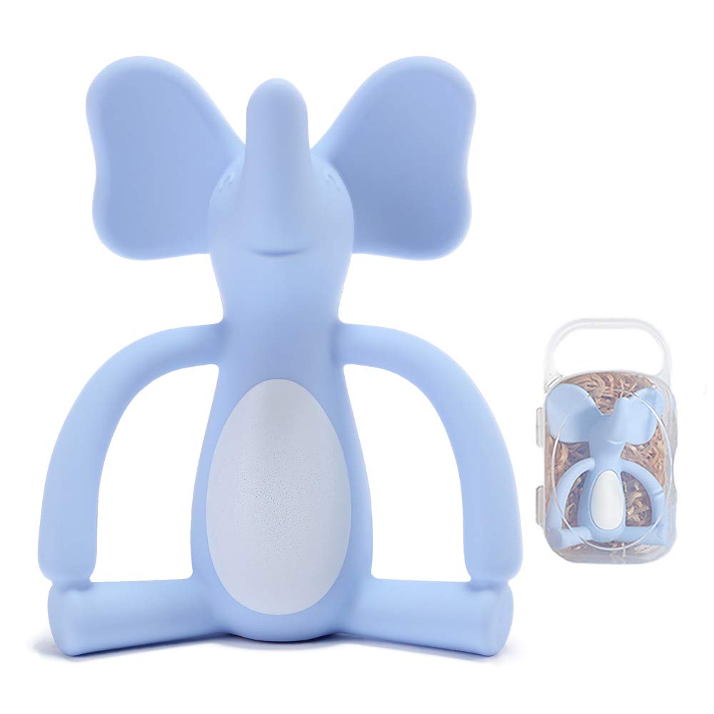 AnjeeIOT Baby Teething Toys, Food Grade Liquid Silicone Baby Teether (Blue)