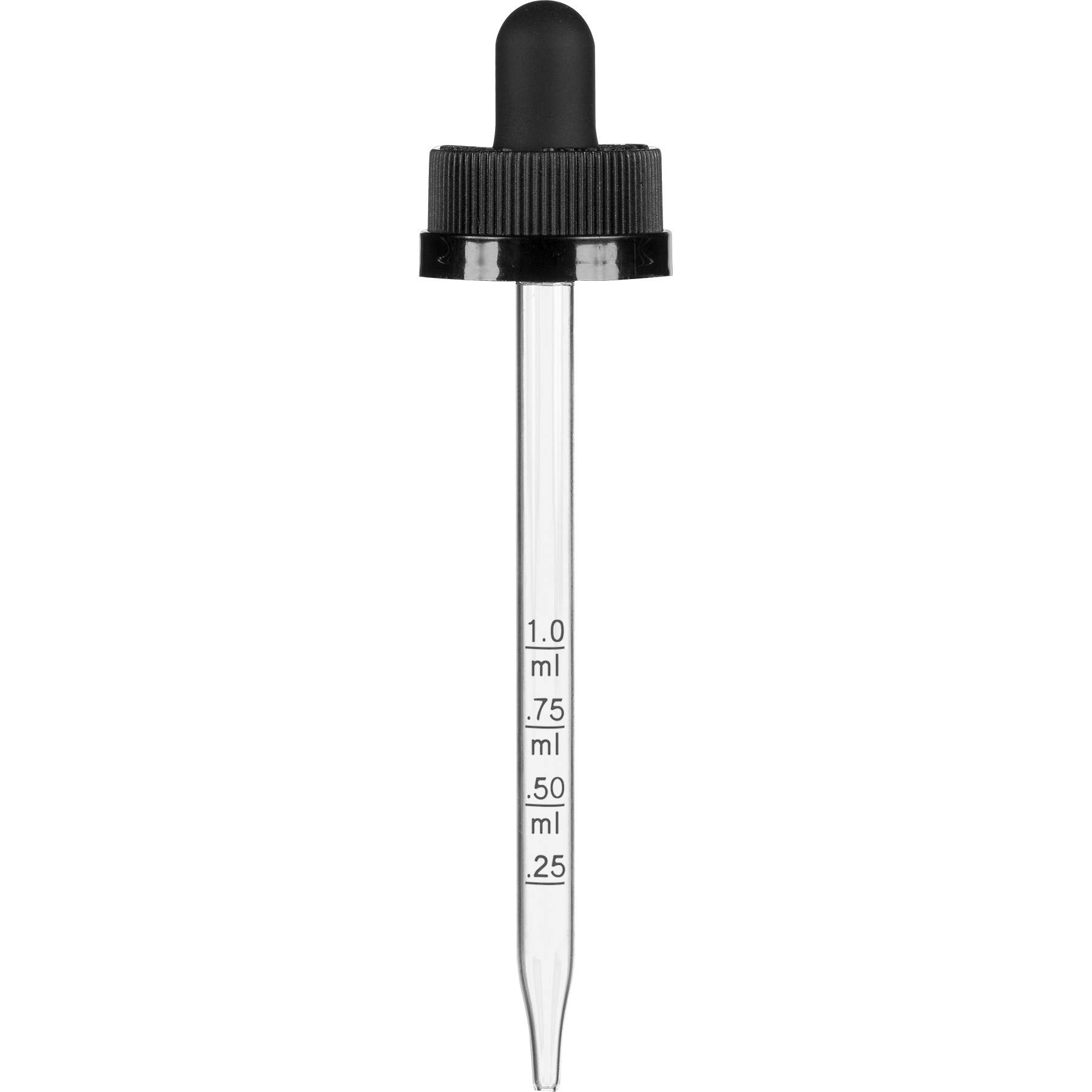 Comfort Axis Calibrated Marked Glass Eye Dropper Caps, Fits only 4 oz 22-400 width (0.866 Inches) Neck Finish Bottles, Black (12 Pack)