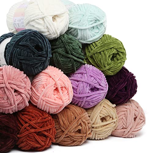 2 Skein La Mia Mellow Velvet Chenille Yarn for Knitting and Crocheting Baby Clothes, Blankets and Accessories, 100% Polyester, 100 gr (3.5 oz) / 115 m (125 Yards), Super Bulky, Pink - 904