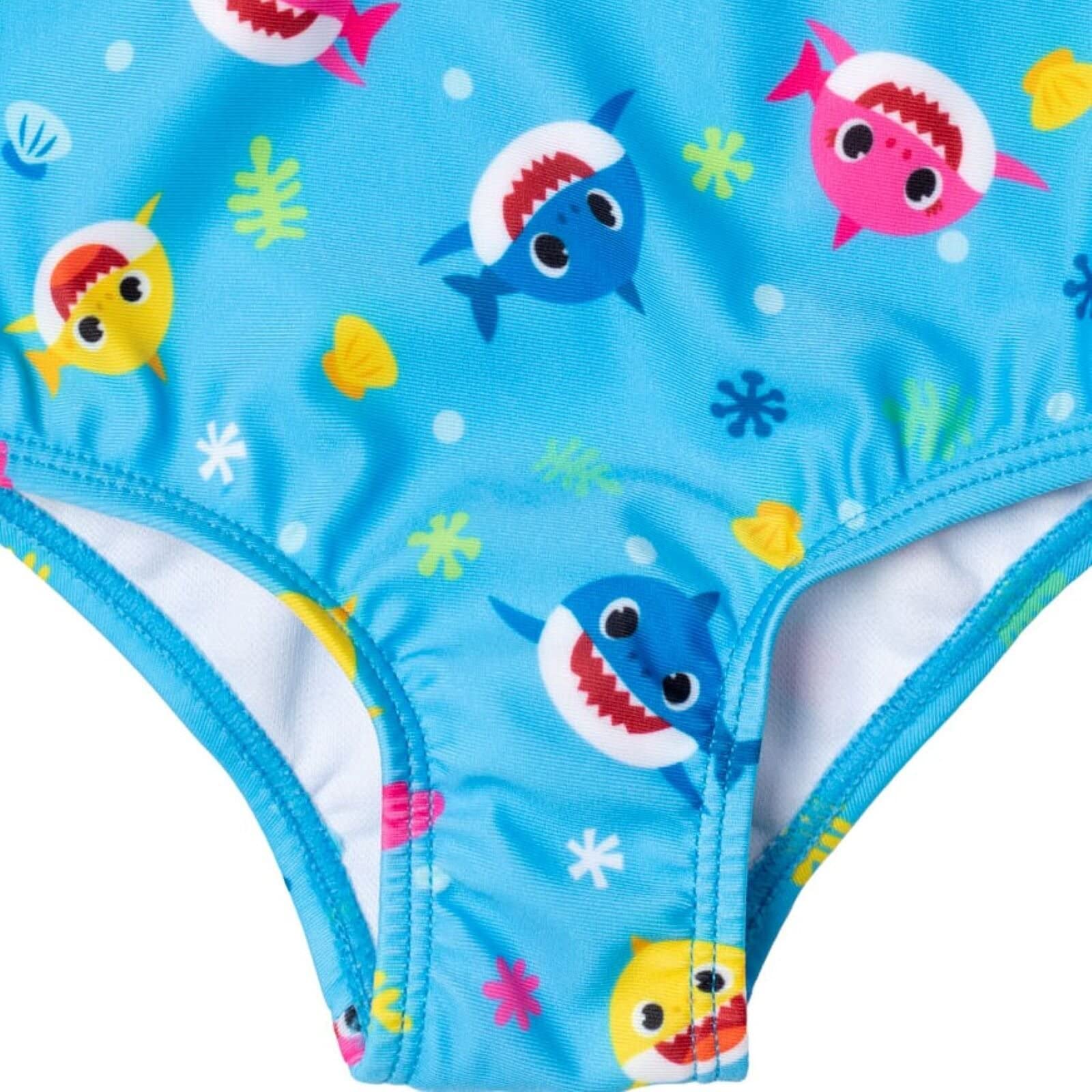 Baby Shark Toddler, Baby-Girls Swimwear Crossover One Piece Bathing Suit, 3T, Blue