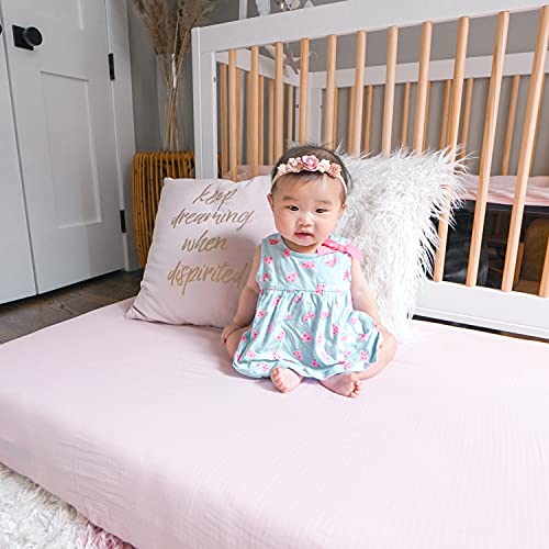 Newton Baby Organic Fitted Crib Sheets (2-Pack) - 100% Breathable and Ultra-Soft, 100% Organic Muslin Cotton, Sunrise Pink + White, Fits All Standard Cribs