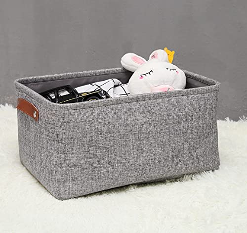 QURTS Large Storage Bins(15.74 x 11.81 7.87 inches), Foldable Fabric Baskets with Handles for Cupboards, Wardrobe, Shelves, Bathroom, Clothes, Toys, Towel (Grey, 3 Pack) Gray 15.6 11.7 7.8 inches