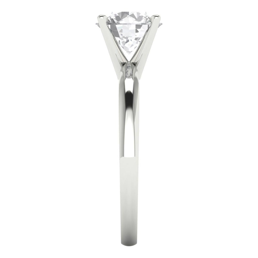 1.5 Ct Brilliant Round Cut Clear Simulated Diamond 14K White Gold Solitaire Engagement Promise Bridal Ring Size 5.25