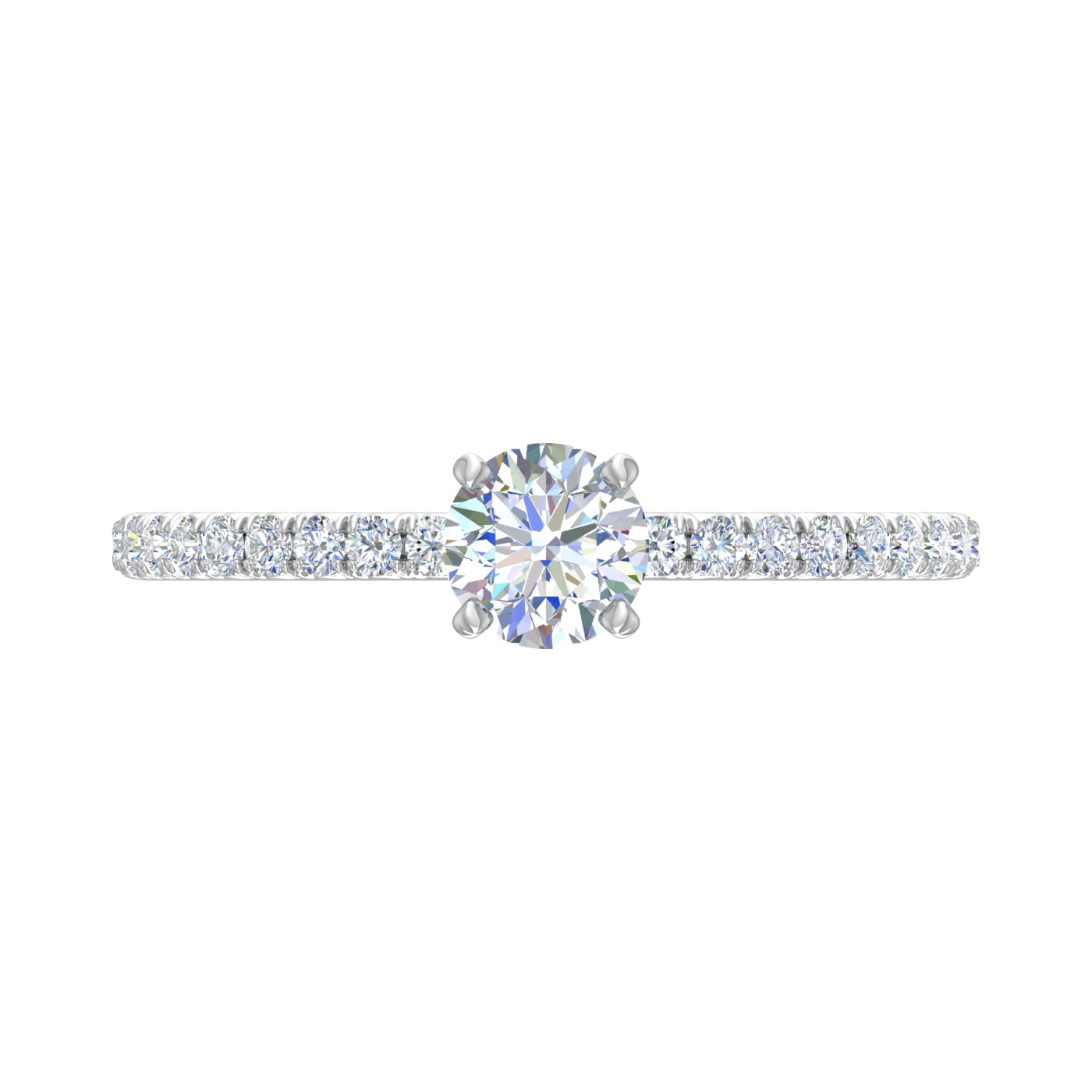 1/2 Carat Prong Set Solitaire Diamond Engagement Ring Band in 14K White Gold (Ring Size 7)