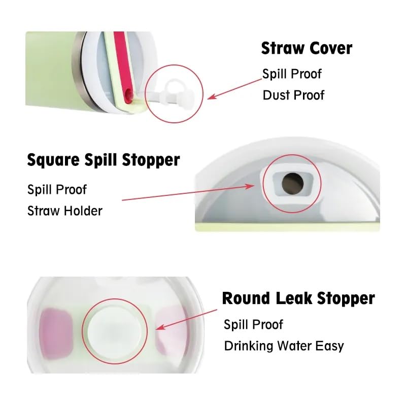 6PC Silicone Spill Proof Straw Stopper For Stanley H2.0 30oz/40oz, Accessories for Stanley Cup: with 2 Straw Cover Caps, 2 Square Spill Stoppers & 2 Round Leak Proof Stoppers