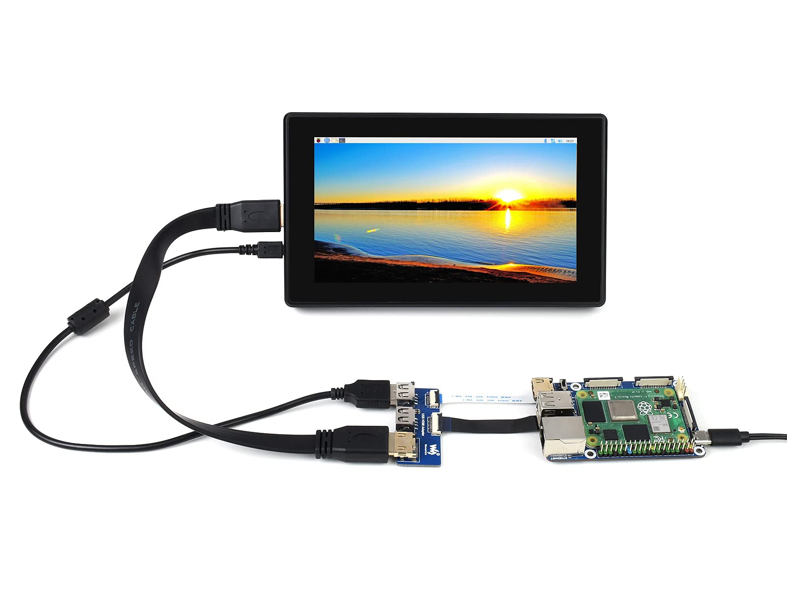 waveshare for Raspberry Pi Compute Module 4 Base Board Accessories Kit, Include CM4-IO-BASE-A (Lite Ver.), USB HDMI Adapter, FFC Cable and USB-A to USB-C Cable, More USB and HDMI Connectors via FFC