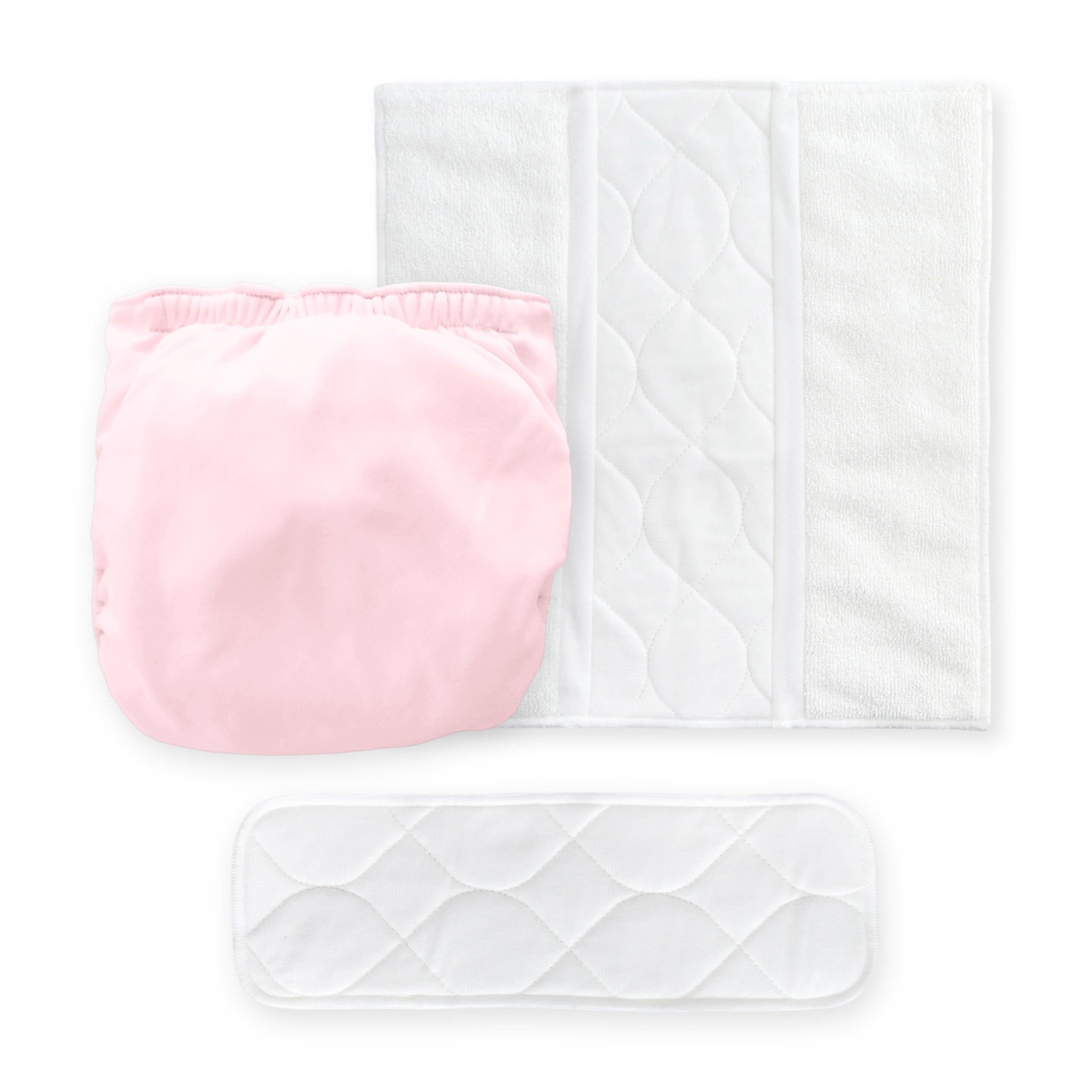 Amazing Baby Hybrid Cloth Diaper Cover/Swim Diaper, Small, Sz 2 (8-15 lbs), Use Boosties Disposable or Reusable Inserts, Pastel Pink, SmartNappy Set: Cover + Tri-Fold + Booster Pad